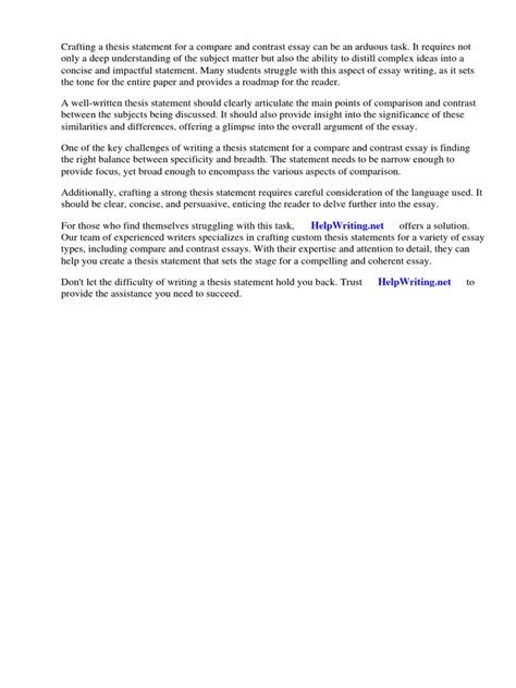 How To Write Thesis Statement Of Compare And Contrast Essay Pdf Essays