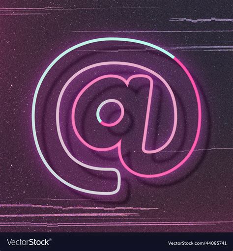 Pink Neon Glow At Sign Font Typography Royalty Free Vector