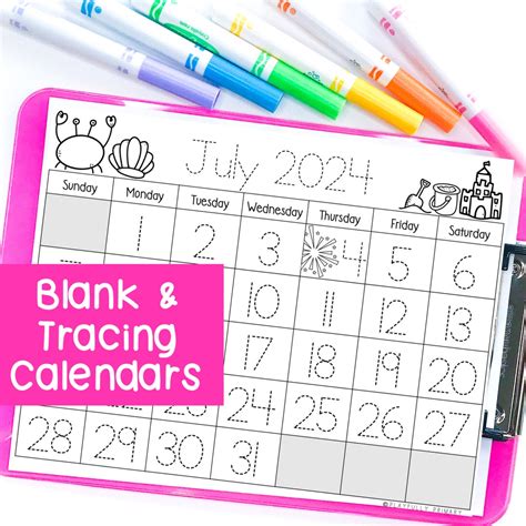 July Calendar 2024 Printable Calendar Tracing Worksheets Calendar