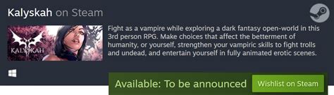 Unreal Engine Kalyskah Female Protagonist Vampire Erotic Rpg