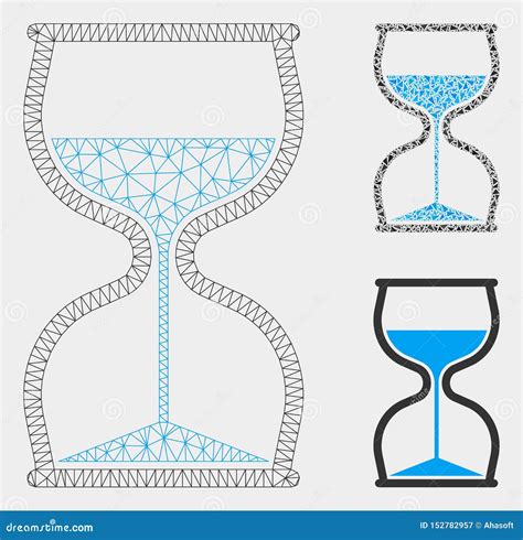 Hourglass Vector Mesh Network Model And Triangle Mosaic Icon Stock