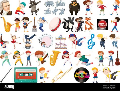 Set Of Musical Objects And Danceing Stock Vector Image And Art Alamy