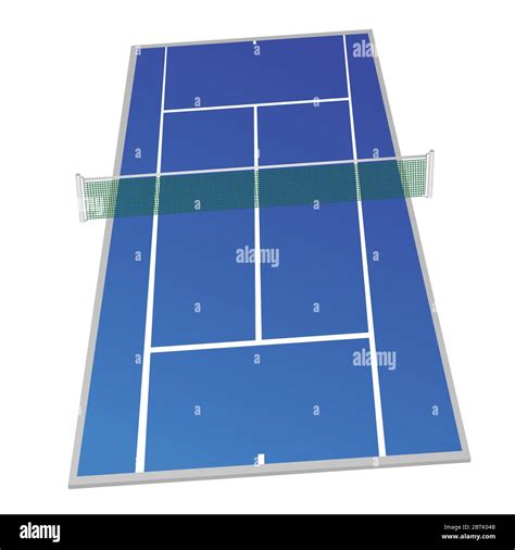 Tennis Court Blue Color Vector Illustration On White Background Stock