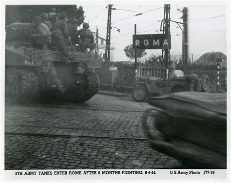 American Tanks From The 5th Army Tank Entering Rome Soldiers Are