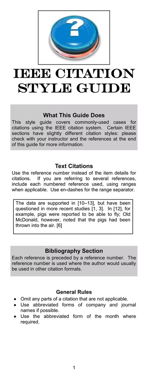 Ieee Citation Style Guide Panduan Pengutipan Ieee Pdf