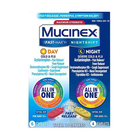 Buy Mucinex Fast Max And Nightshift Cold And Flu Caplets 10 Ct From Dollar