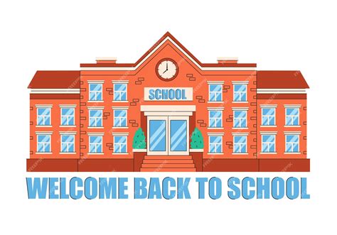 Edificio De La Escuela De Vuelta A La Escuela Vector Premium