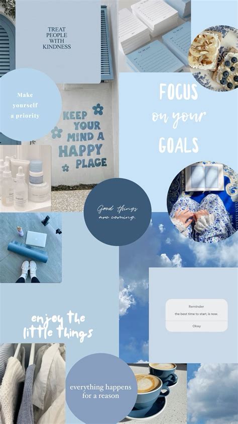 Vision Board 🦋 Light Blue Aesthetic Blue Background Wallpapers Cute