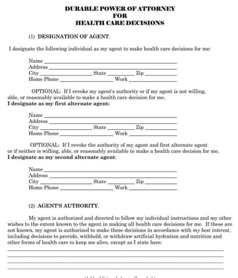 Advance Directive Living Will Template
