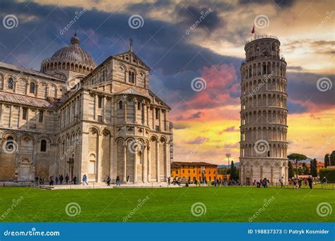 Cathedral And The Leaning Tower Of Pisa At Sunset Italy Biggest