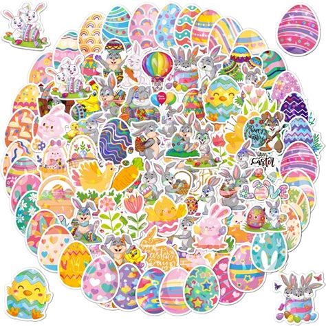 Easter Stickers 100 Pcs Sparkly Holographic Cute Stickers