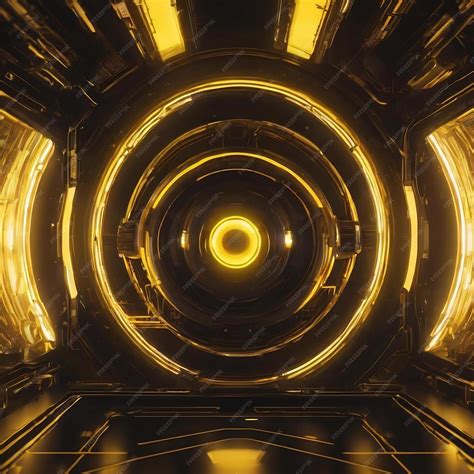 Premium Ai Image Yellow Circle Electric Laser Light Glowing Sci Fi