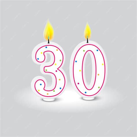 Premium Vector Number 30 Birthday Candles With Colorful Polka Dots