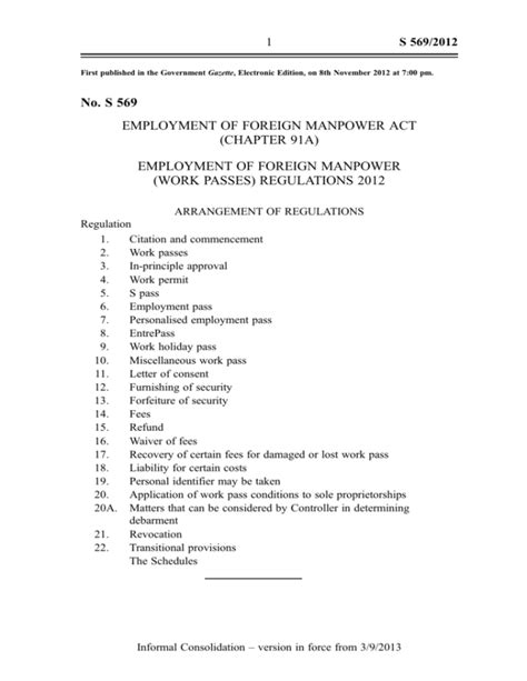 Conditions Of Work Pass