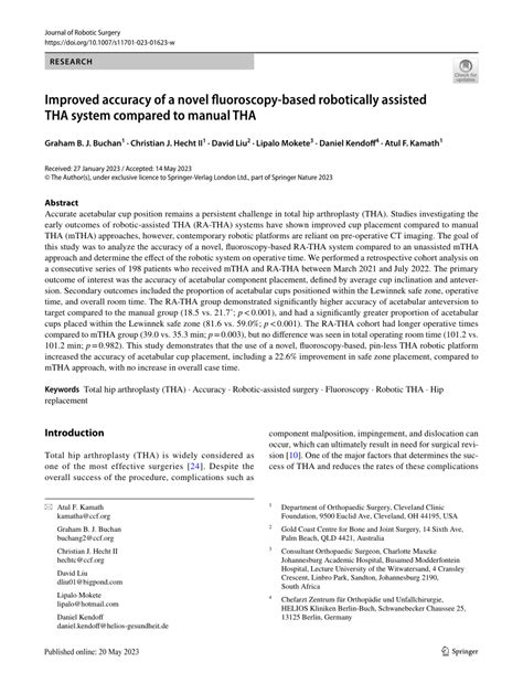 Pdf Improved Accuracy Of A Novel Fluoroscopy Based Robotically