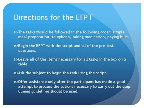 Efpt Executive Functional Performance Test Otr 615 Dr