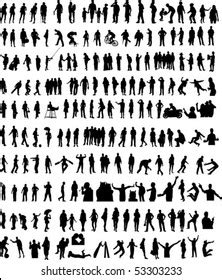 More Than 200 Different People Silhouettes Stock Vector Royalty Free