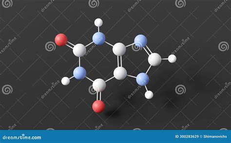Xanthine Molecular Structure 3d Flat Model Archaically Xanthic Acid Structural Chemical