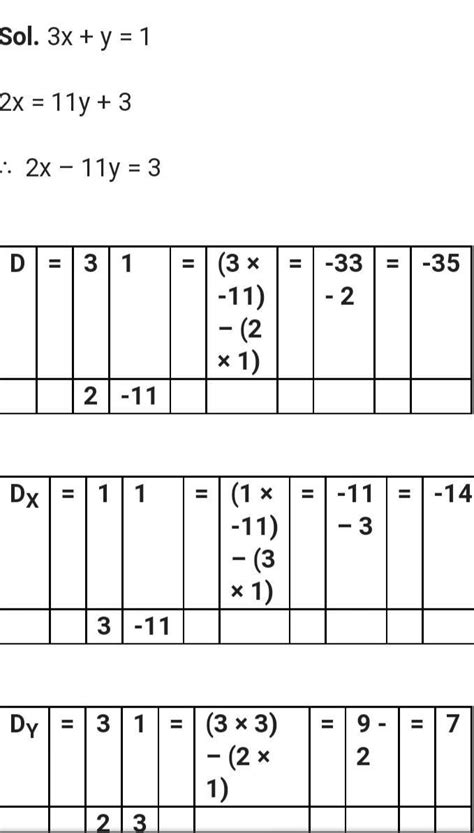 Solve The Following Simulteneous Equation 3x Y 1 2x 11y 3
