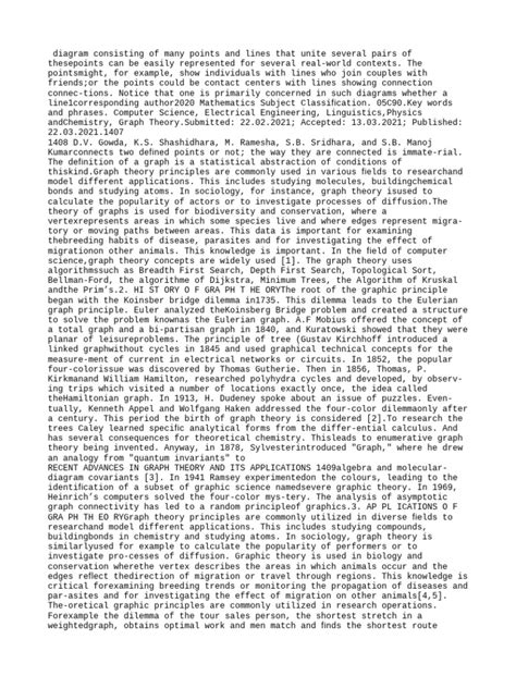 Research Paper On Applications Of Graph Theory Pdf Graph Theory