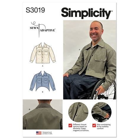 New Simplicity Sewn Adaptive Unisex Shacket Jacket Sewing Pattern 039363530190