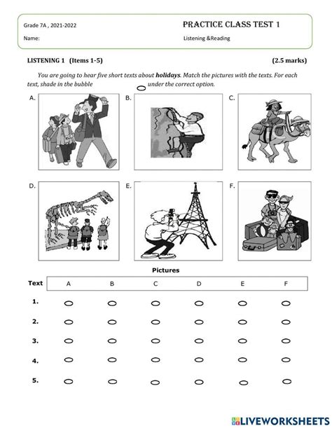 Class Test 1 Practice Worksheet Live Worksheets
