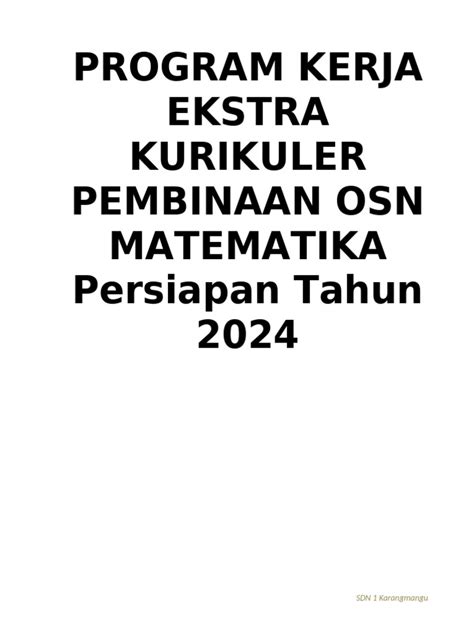 Program Kerja Eskul Matematika Pdf