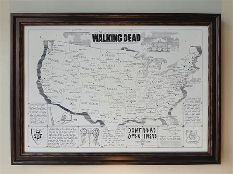 Hand Drawn The Walking Dead Map Etsy