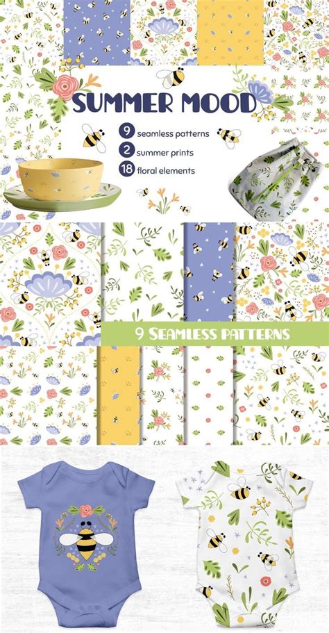 Elegant Summer Bee Patterns And Elements