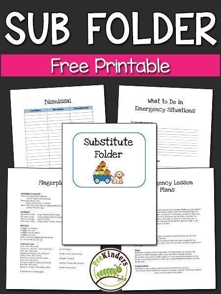 Sub Folder Printable For Your Classroom Substitute Folder Folder
