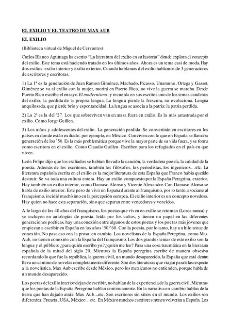 El Exilio Y El Teatro De Max Aub Docsity