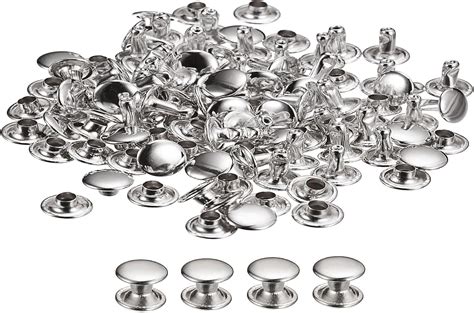 Sourcing Map 100 Sets Leather Rivets 8x6mm Double Cap Rivets Metal