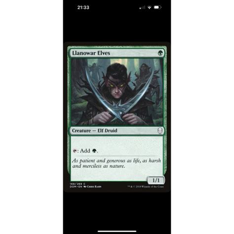 Llanowar Elves การ์ด Magic The Gathering ของแท้ จากชุด Dominaria