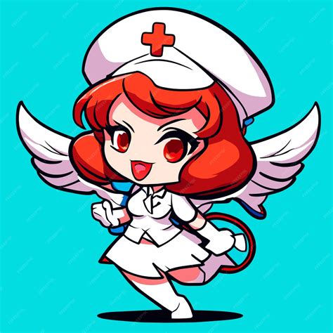 A Hand Drawing Cute Nurse Cartoon Illustration In Isolated Background