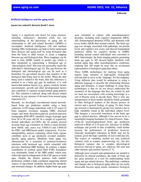 Pdf Artificial Intelligence And The Aging Mind