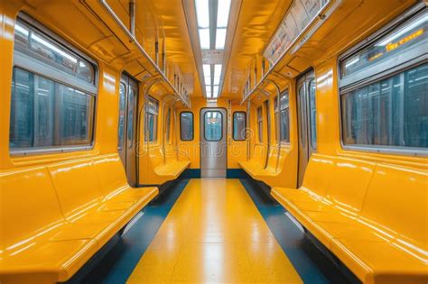 The Yellow Subway In The Blue Subway Station Stock Image Image Of