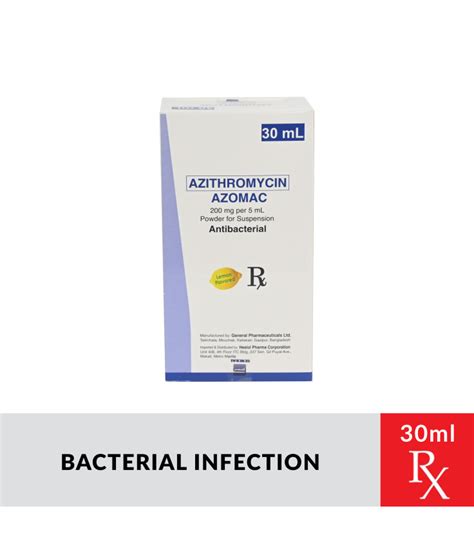Rx Azomac Azithromycin Powsusp200mg 30ml Bottle
