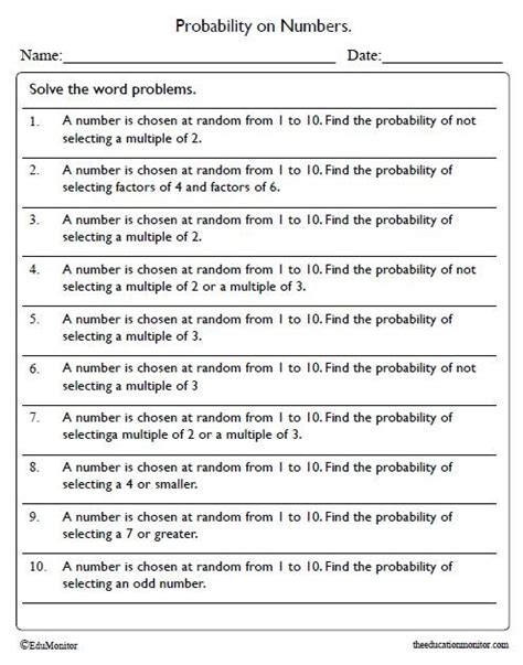 Probablity Worksheets