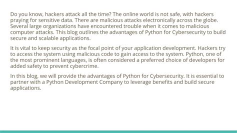 Ppt Why Python Is Important For Cyber Security Powerpoint