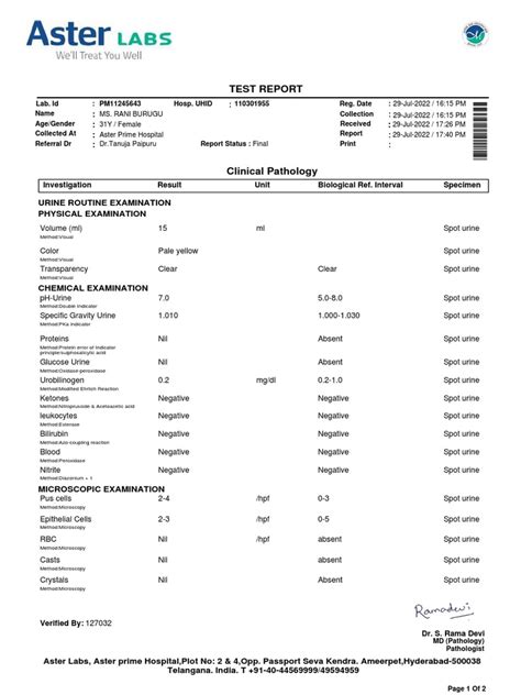Urine Test Report Pdf Urine Pathology