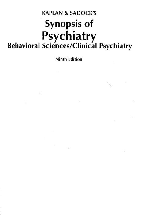Pdf Kaplan And Sadocks Synopsis Of Psychiatry · Pdf Filecontents