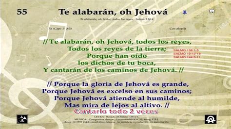 Himno 055 Te Alabarán Oh Jehová Video Pista Y Letra Youtube