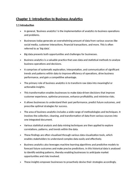 Business Analytics Notes Pdf Analytics Predictive Analytics