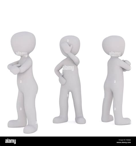 Three Faceless Cartoon Characters Turned Theirs Back After The Quarrel