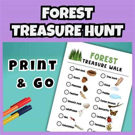 Outdoor Forest Scavenger Hunt Elementary And Middle School Treasure Walk
