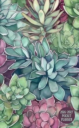2026 2027 Pocket Planner Garden Succulents 2 Year Monthly Mini