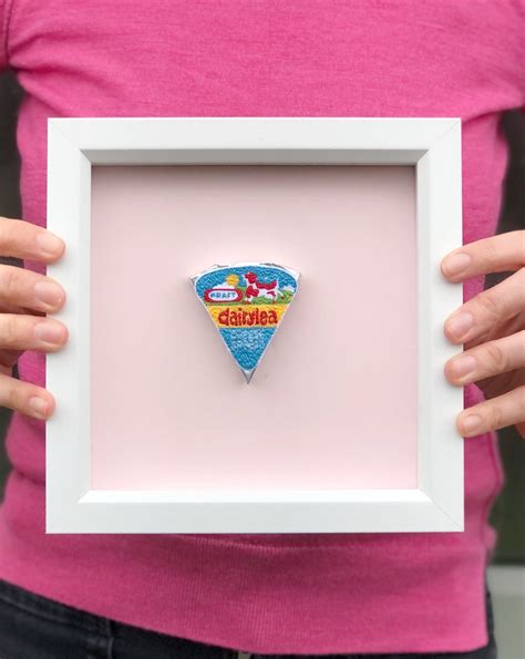 Dairylea Triangle Original Embroidered Artwork Emma Giacalone Textiles