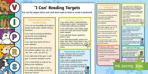 Year 2 I Can Reading Target Bookmark