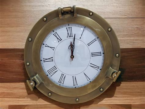 Antique Brass Nautical Maritime Ships And Boat Clock Marine Time Beach Style Quartz Wall Clock