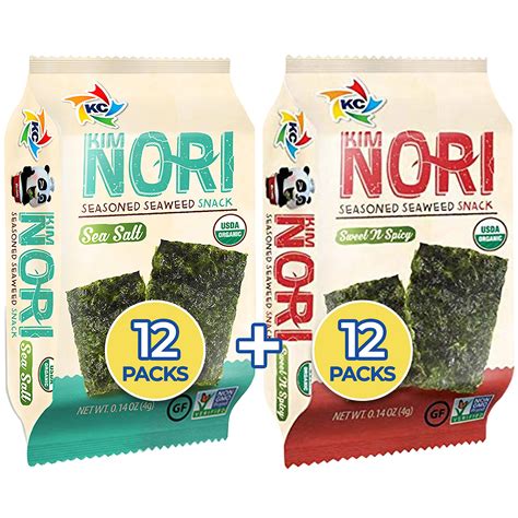 Nori Seaweed Snacks Organic Roasted Seaweed Snack Sea Salt 5g X 6